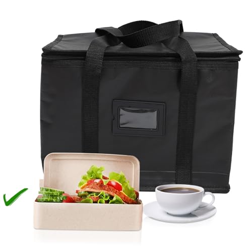 COLLBATH 2pcs Insulation Bags Food Bag Restaurant Insulated Bag Jumbo Insulated Bag Shopping Cart Bags for Groceries Food Bag Lunch Bag Insulated Grocery Shopping Bags Black Woven