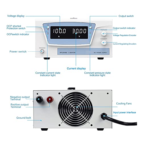 DC Power Supply, 3000W 60V 50A 30A Bench Source Laboratory Dc Stabilized Power Supply Adjustable Variable Digital Regulated Power Supply,Electroplating DIY(KPS15100D 15V 100A)