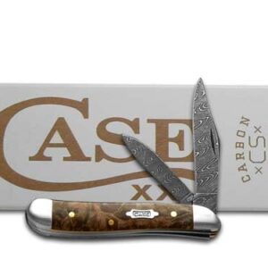 Case XX Peanut Damascus Steel Natural Maple Burl Wood 15094 Pocket Knife