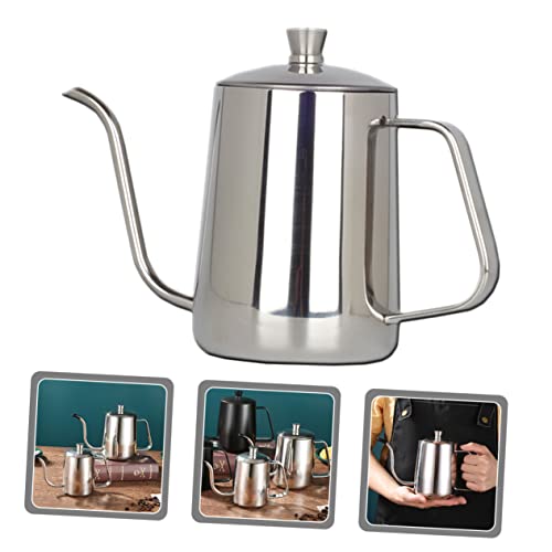 PHENOFICE Coffee Pot Espresso Pot Gooseneck Water Kettle Gooseneck Kettle Stovetop Drip Coffee Maker Kettle Coffee Maker Mini Spout Teapot Stainless Coffee Maker Silver Stainless Steel