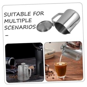 CRILSTYLEO 1 PC 350 Stainless Steel Cup Espresso Ground Coffee Milk Frothing Holder Steaming Pitcher Cappuccino Machine Tea Creamer Frothing Cup Pouring Jug Kettle Storage Container Silver