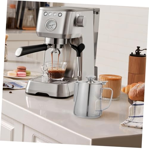 CRILSTYLEO 1 PC 350 Stainless Steel Cup Espresso Ground Coffee Milk Frothing Holder Steaming Pitcher Cappuccino Machine Tea Creamer Frothing Cup Pouring Jug Kettle Storage Container Silver