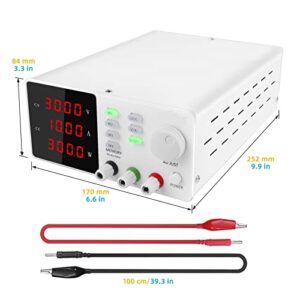 Programmable Memory Function Adjustable DC Power Supply 30V 10A Lab Bench Source Current Stabilized Voltage Regulator(White)