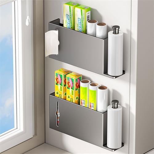 JOKOTI Multipurpose Cupboard Door Organiser Self Adhesive Storage Solution for Wrap and Foil Rolls Wall Mounted Box