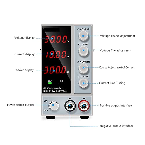 Adjustable DC Power Supply 30V 10A LED Digital Display Lab Power Supply 60V 5A Voltage Regulator 120V3A for Phone Repair(4Digits 120V 3A)