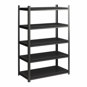 ikgh 5-shelf toolless steel garage storage shelving, 72" h x 48" w x 24" d, 4,000lb capacity, pewter gray with black shelves