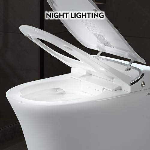 Wekuku Luxury Smart Toilet With Dryer And Warm Water, Elongated Bidet Toilet With Heated Seat, With Remote Control, Led Night Light, Power Outage Flushing, Soft Close Cover, Whit (White) (1 Seat)