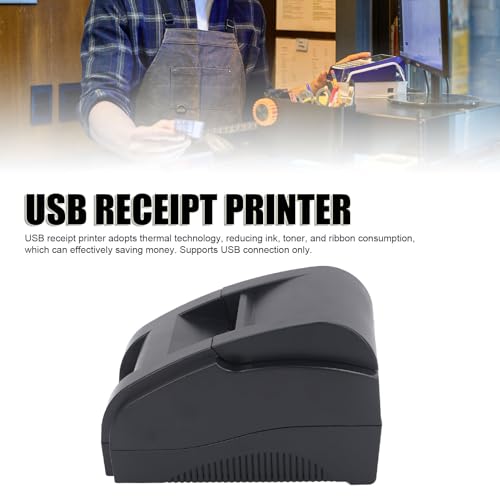 Brilluxa Thermal Printer, 58MM POS Receipt Printer, 58mm Thermal Receipt Printer Low Noise High Speed Printing USB Interface Portable Thermal Printer