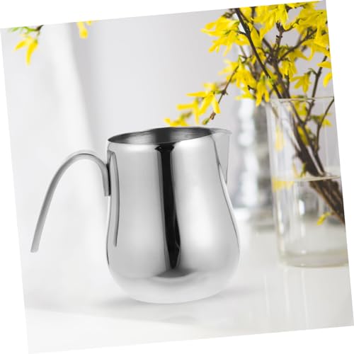 HOLIDYOYO Milk Frother Cup Stainless Steel Cup for Milk Machine Coffee Pitcher Greek Coffee Maker Tea Kettle Espresso Milk Frothing Pitcher Steaming Pitcher Frother Jug for Espresso Silver