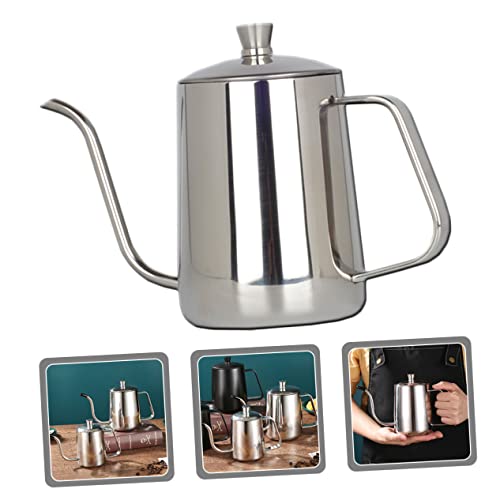 PAMINGONO Coffee Pot Mini Tea Kettle Coffee Spout Coffee Kettle Espresso Coffee Coffee Maker for Camping Tea Pitcher with Lid Spout Kettle Stainless Steel Silver