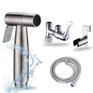 star20xx handheld bidet sprayer for toilet-adjustable water pressure control with bidet hose for wash (brushed nickel)