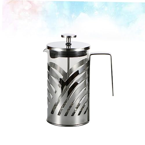 Mikinona 304 Heat Resistant Coffee Pot Concentrated Coffee Multi-function Coffee Pot Filter Teapot Machine Espresso Coffee Filter Pot Espresso Ground Coffee Fashion Coffee Pot Silver