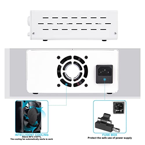 Programmable Memory Function Adjustable DC Power Supply 30V 10A Lab Bench Source Current Stabilized Voltage Regulator(White)