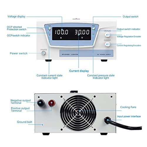 DC Power Supply, 60V 50A Bench Source Laboratory Dc Stabilized Power Supply Adjustable Variable Digital Regulated Power Supply 100V 20A,Electroplating DIY(KPS6030D 0-60V 0-30A)