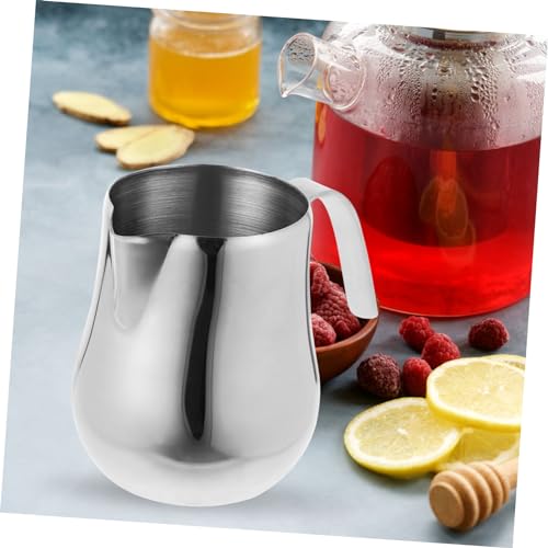 HOLIDYOYO Milk Frother Cup Stainless Steel Cup for Milk Machine Coffee Pitcher Greek Coffee Maker Tea Kettle Espresso Milk Frothing Pitcher Steaming Pitcher Frother Jug for Espresso Silver