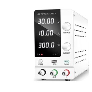 dc power supply, encoder adjustable dc power supply 30v 10a voltage regulator lcd digital laboratory stabilizer switching lab power bench source,electroplating diy(spps-c3010 white)