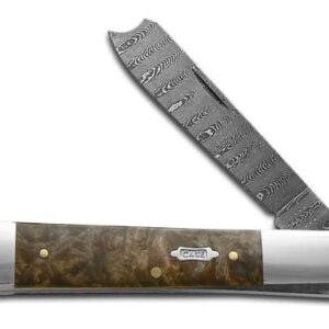 Case XX RazorJack Damascus Steel Natural Maple Burl Wood 15092 Pocket Knife