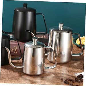 PAMINGONO Coffee Pot Mini Tea Kettle Coffee Spout Coffee Kettle Espresso Coffee Coffee Maker for Camping Tea Pitcher with Lid Spout Kettle Stainless Steel Silver