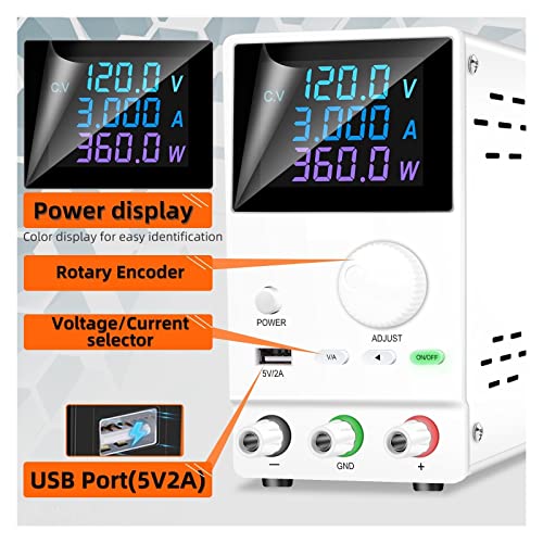 Lab Bench Power Supply Adjustable 30V 10A 5A 60V 120V 3A Current Voltage Power Regulator Test DC USB 300W Source(60V 5A)