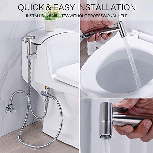 Wekuku Bidet Sprayer for Toilet, Handheld Sprayer Kit, Hand Held Bidet, Cloth Diaper Sprayer Set-Easy to Install (Brushed Nickel)