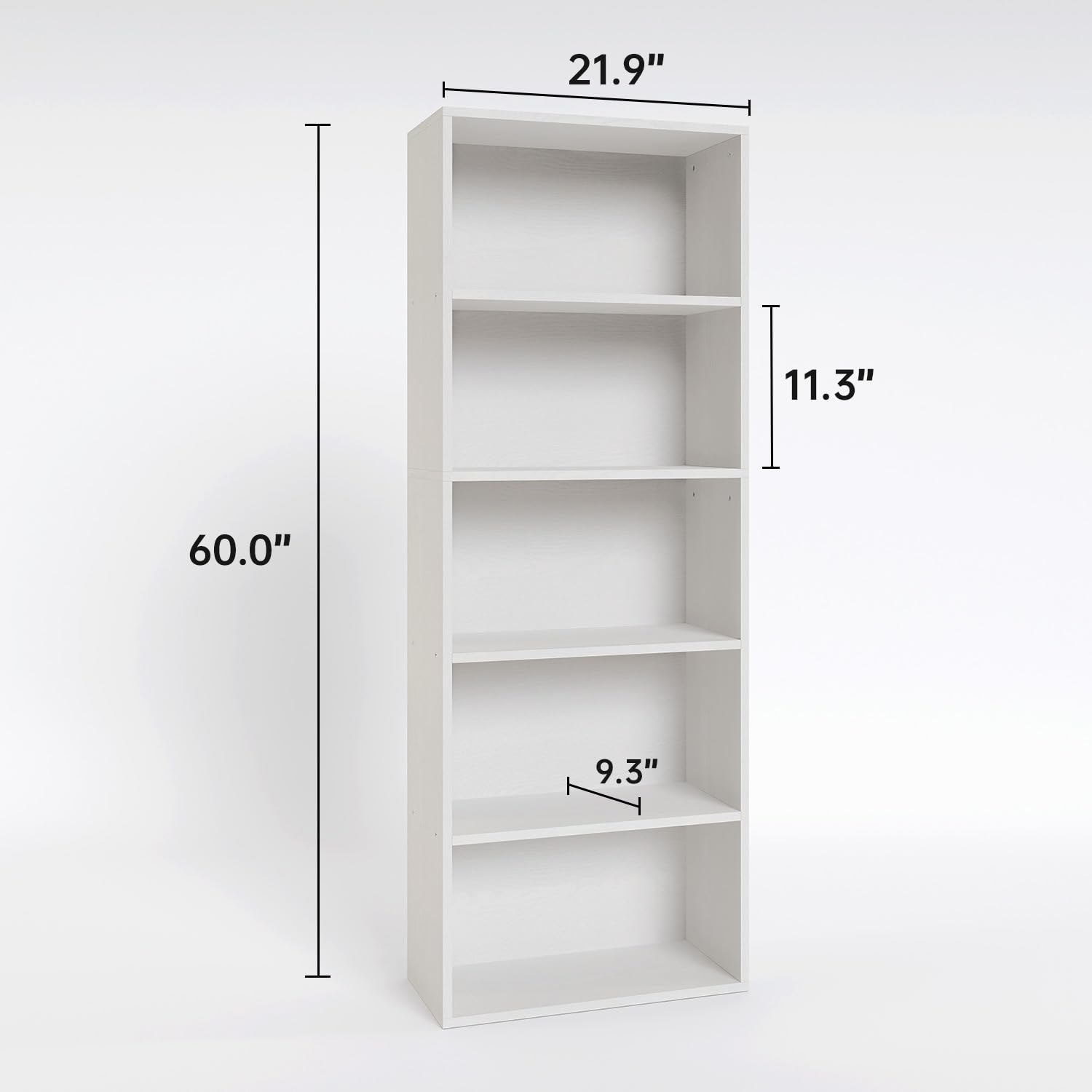 oneinmil Bookcase and Bookshelf, Floor Standing 5-Story High Bookshelf, Display Storage Rack, Home Decorative Furniture, Suitable for Home Offices, Living Rooms, and Bedrooms, White