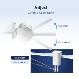 INUS Dual Nozzle Bidet Attachment for Existing Toilets Seat,Slim Non-Electric Bidet Toilet Seat Attachment with Easy-to-Hold Design Control-White Color