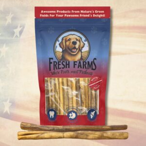 Fresh Farms Natural Collagen Sticks for Dogs 15 Pack - 6 Inches – Long-Lasting Alternative to Bully Sticks, Rawhide-Free Collagen Chews with Chondroitin & Glucosamine for Joint Support & Dental Health