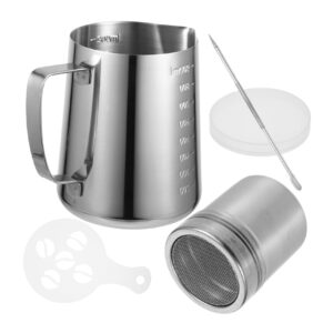 vosarea 1 set pull cup frothing cup bottle cappuccino tea espresso steaming cup espresso milk pitcher coffee creamer pourer milk frother cup expresso shots cup stainless steel