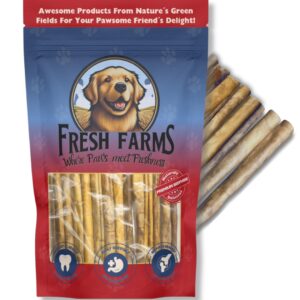 fresh farms natural collagen sticks for dogs 15 pack - 6 inches – long-lasting alternative to bully sticks, rawhide-free collagen chews with chondroitin & glucosamine for joint support & dental health