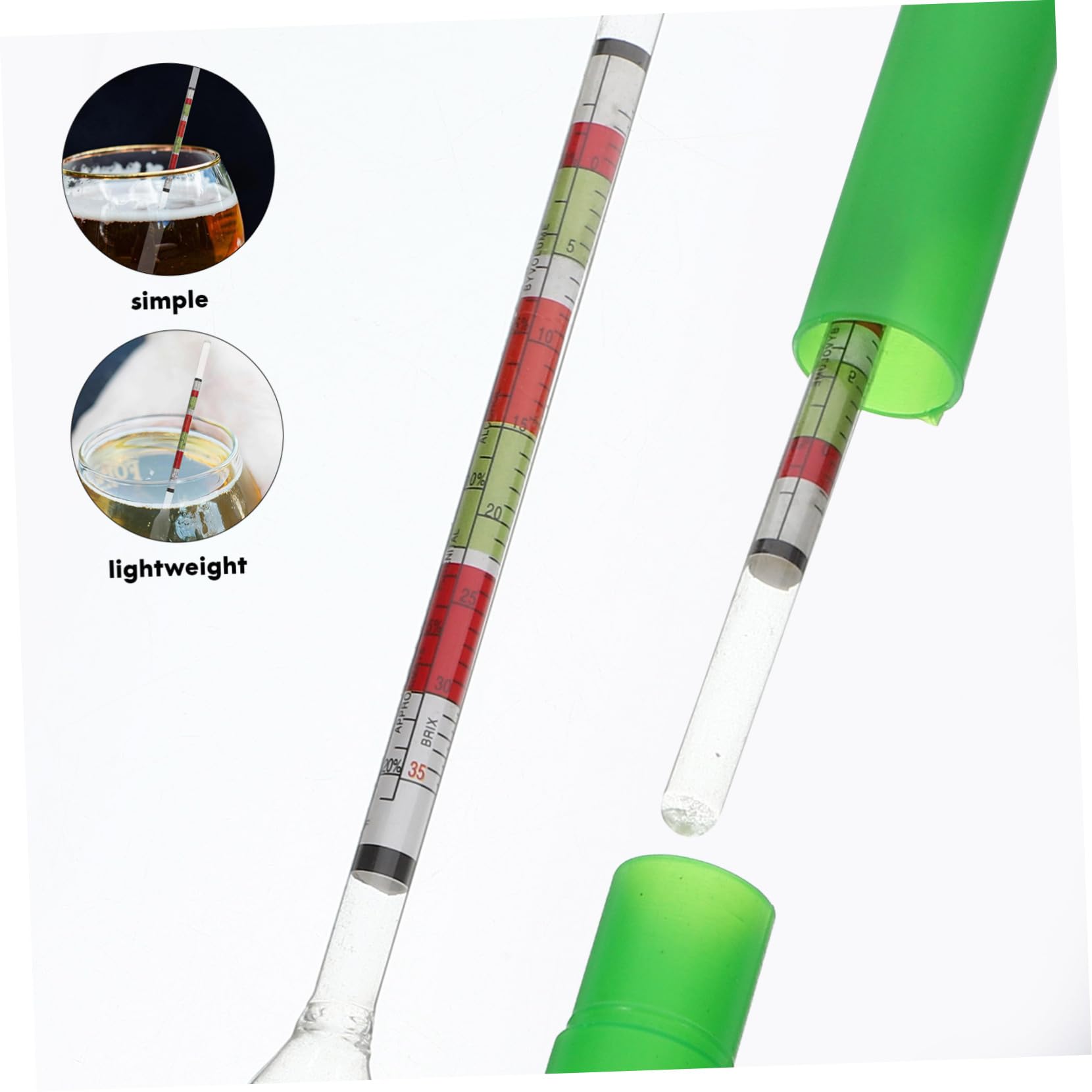 GRIRIW 1pc Sugar Meter Manual Hydrometer Maple Syrup Hydrometer Kit Liquid Hydrometer Beer Hydrometer Alcohol Hydrometer Sugar Hydrometer Triple Scale Hydrometer Borosilicate Glass