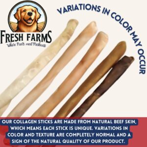 Fresh Farms Natural Collagen Sticks for Dogs 15 Pack - 6 Inches – Long-Lasting Alternative to Bully Sticks, Rawhide-Free Collagen Chews with Chondroitin & Glucosamine for Joint Support & Dental Health