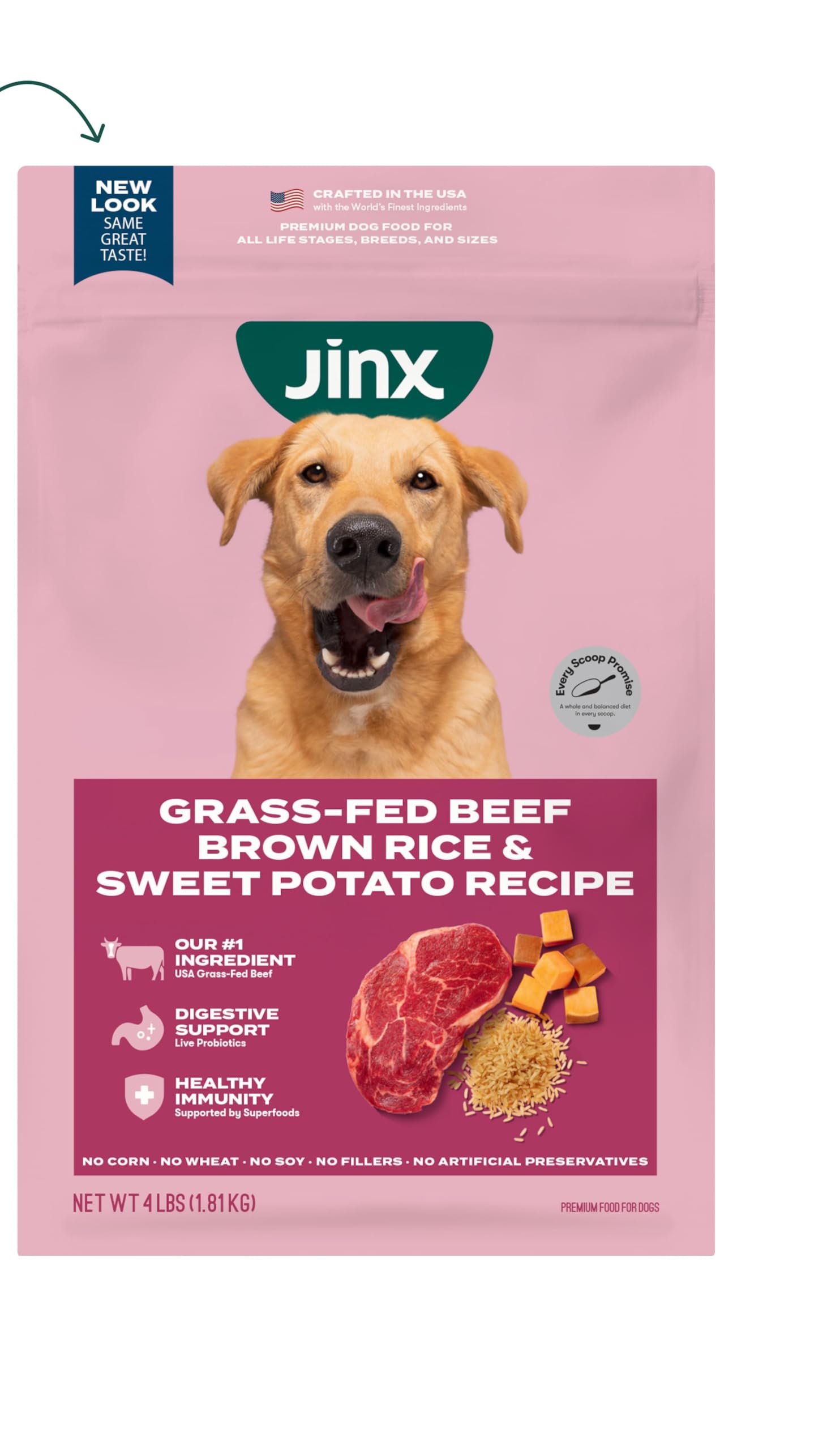 Beef, Brown Rice & Sweet Potato Dry Dog Food, 4 lb. Bag HIGH Protein from Real Beef BIOTIN and Fish Oil Prevent Against Dry Skin and Aid in Healthy Muscle Generation.