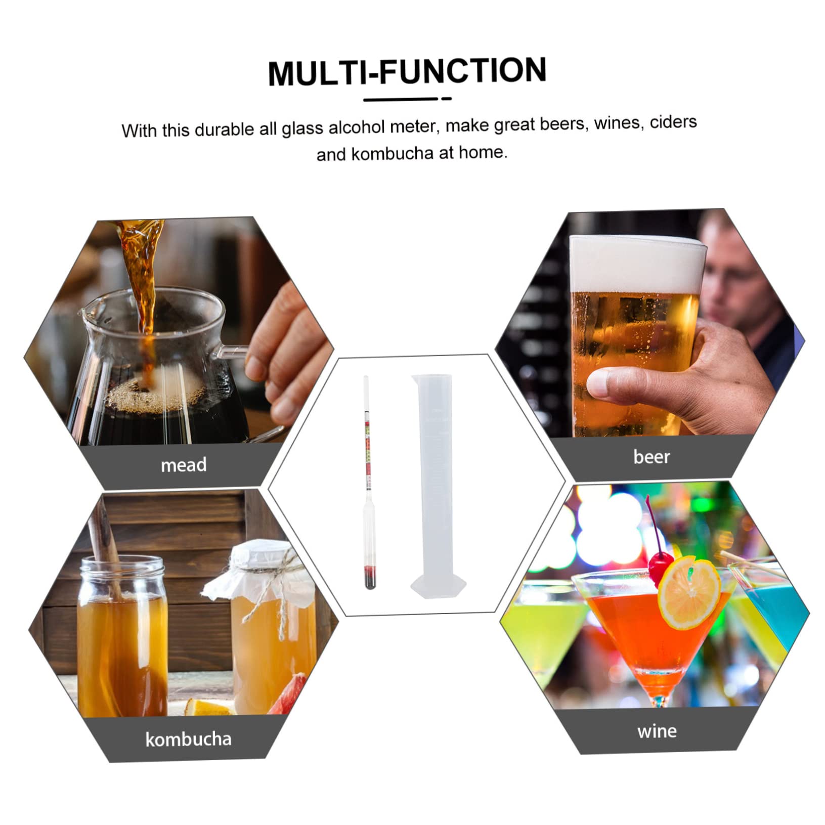 1 Set American Attenuation Meter Beer Hydrometer Alcohol Distilling Moonshine Alcoholmeter Proofing Distilled Spirits Wine Hydrometer Tester Mead Hydrometer Mead Making Kit Glass NAMOARLY