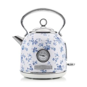 laura ashley stainless steel electric kettle 1.7 liter - 1500w rapid boil electric kettles for boiling water - electric tea kettles automatic shut off - overheat & boil dry protection cordless kettle