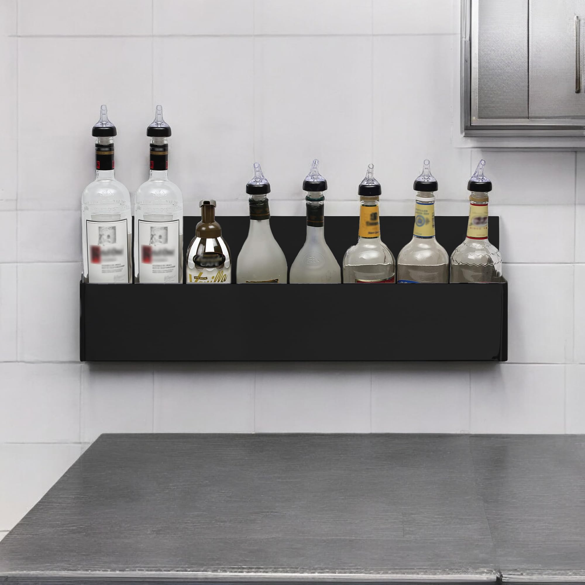 Mix.Home Black 24" Speed Rail, Single Tier Bar Speed Rack, Speed Rails Liquor Bottles, Space-Saving Organizer for Liquor Bottles, Efficient Liquor Bottle Storage, Bar Bottle Holder