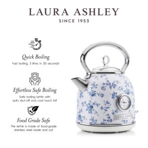 Laura Ashley Stainless Steel Electric Kettle 1.7 Liter - 1500W Rapid Boil Electric Kettles for Boiling Water - Electric Tea Kettles Automatic Shut Off - Overheat & Boil Dry Protection Cordless Kettle