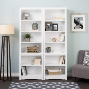 IKGH Home Office Modern 80" Tall Bookcase with Adjustable Shelves, White