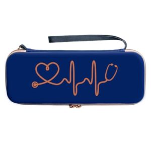 otdoguo stethoscope storage box eva portable travel carrying case with mesh bag, hard drive,pen,medical organizer blue