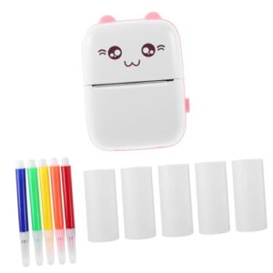 plafope 1 set sticker printer mini pocket printer label printer connect printer smart printer wrong question printer portable thermal printer printing tool pink paper