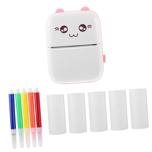 PLAFOPE 1 Set Sticker Printer Mini Pocket Printer Label Printer Connect Printer Smart Printer Wrong Question Printer Portable Thermal Printer Printing Tool Pink Paper