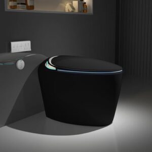 wekuku unique smart toilet with bidet built in, intelligent one piece toilet for modern bathroom, auto open/close seat, foot sensor, led display, night light, warm water & dryer, black