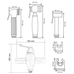 XFNVXC Shower Head Wall Mounted Bathroom Toilet Bidet Mixer Spray Kit Golden Single Handle Sprayer Toilet Bidet Shower Head Bathroom Shower Bidet Taps Spray Toilet Cleaning Faucet B (C)