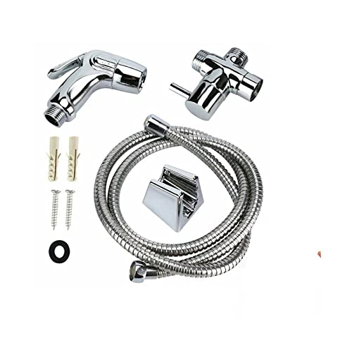 UERVPS Handheld Toilet Bidet Faucet Sprayer Set Stainless Steel Bathroom Flush Shower Head Nozzle Hose Kit Bidet Attachments Bathroom Shower Drencher(Bidet Sprayer Set)