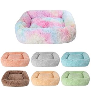 Calming Dog Bed Big Dog Bed Friday Black Deals Today Rectangular Dog Bed Fluffy Plush Faux Fur Anti-Anxiety Warming Comfort Dog Bed Dog Crate Mat(26 in)