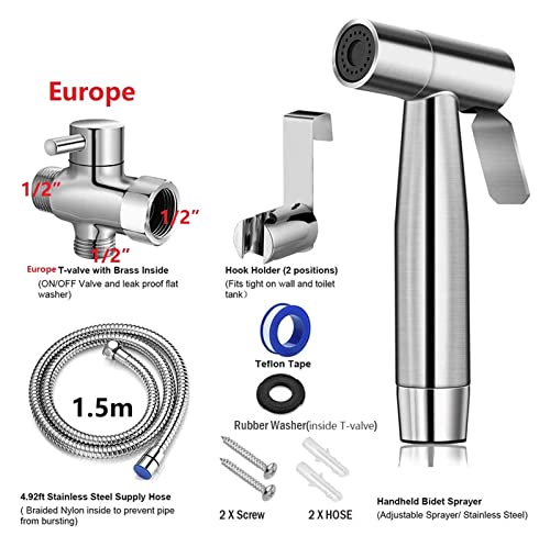 UERVPS Toilet Bidet Sprayer Handheld Toilet Bidet Sprayer Set Kit Stainless Steel Hand Bidet Faucet for Bathroom Hand Sprayer Shower Bathroom Shower Drencher(B)