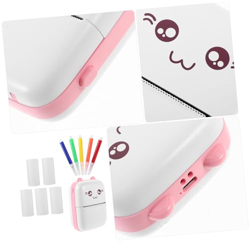 PLAFOPE 1 Set Sticker Printer Mini Pocket Printer Label Printer Connect Printer Smart Printer Wrong Question Printer Portable Thermal Printer Printing Tool Pink Paper