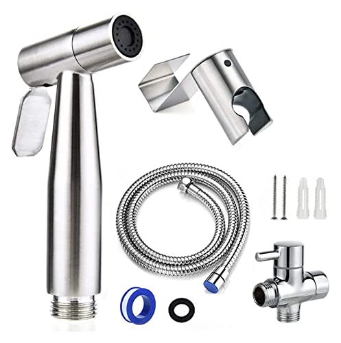 UERVPS Toilet Bidet Sprayer Handheld Toilet Bidet Sprayer Set Kit Stainless Steel Hand Bidet Faucet for Bathroom Hand Sprayer Shower Bathroom Shower Drencher(B)