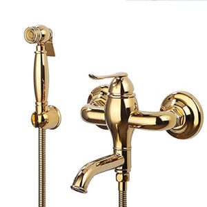 xfnvxc shower head wall mounted bathroom toilet bidet mixer spray kit golden single handle sprayer toilet bidet shower head bathroom shower bidet taps spray toilet cleaning faucet b (c)