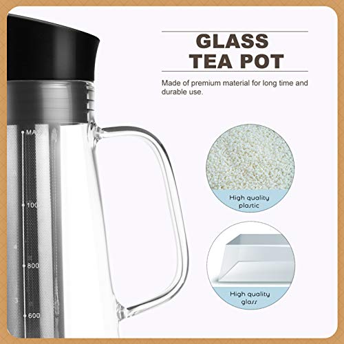 CRILSTYLEO 1pc Filter Jug Coffee Clear Tea Kettle Iced Brew Espresso Machine Large Capacity Water Jug Stainless Tea Kettle Water Carafe with Lid Pots Drink Strainer Pitcher with Lid Glass