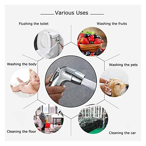 UERVPS Handheld Toilet Bidet Faucet Sprayer Set Stainless Steel Bathroom Flush Shower Head Nozzle Hose Kit Bidet Attachments Bathroom Shower Drencher(Bidet Sprayer Set)